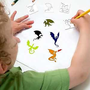 65 Pieces Dragon Stencils for Painting, Small Reusable Dragon Stencil Template DIY Craft Paint Stencils for Painting on Wood Wall Card Rock Decor (Dragon)