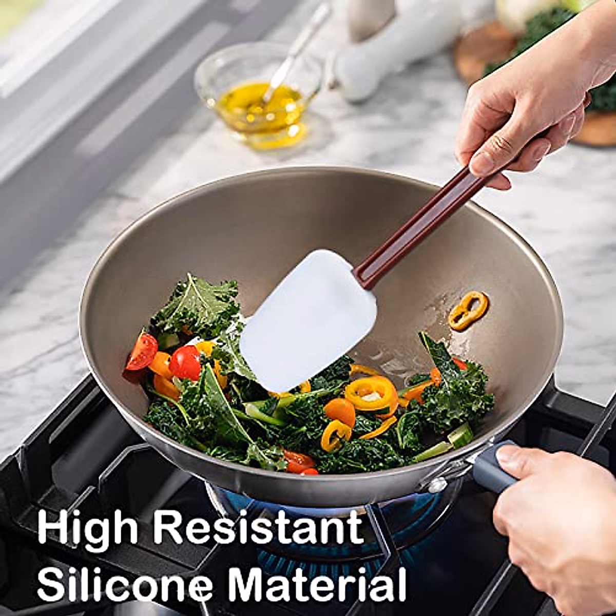 MYTASUY Silicone Spatulas Heat Resistant,Heavy Duty Rubber Spatulas Silicone Commercial , Commercial Silicone Spatulas Set for Kitchen Use, Silicone Cooking Utensils Sets of 2 (13.5 INCH)