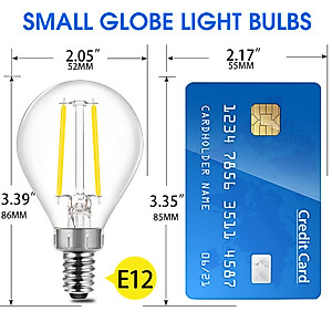 Energetic E12 Dimmable LED G16.5 Light Bulb 60 Watt Light Bulb 500 Lumens Candelabra Bulb for Chandeliers, Ceiling Fan, Vanity, Daylight 5000K Vintage Globe Light Bulb 6Pack