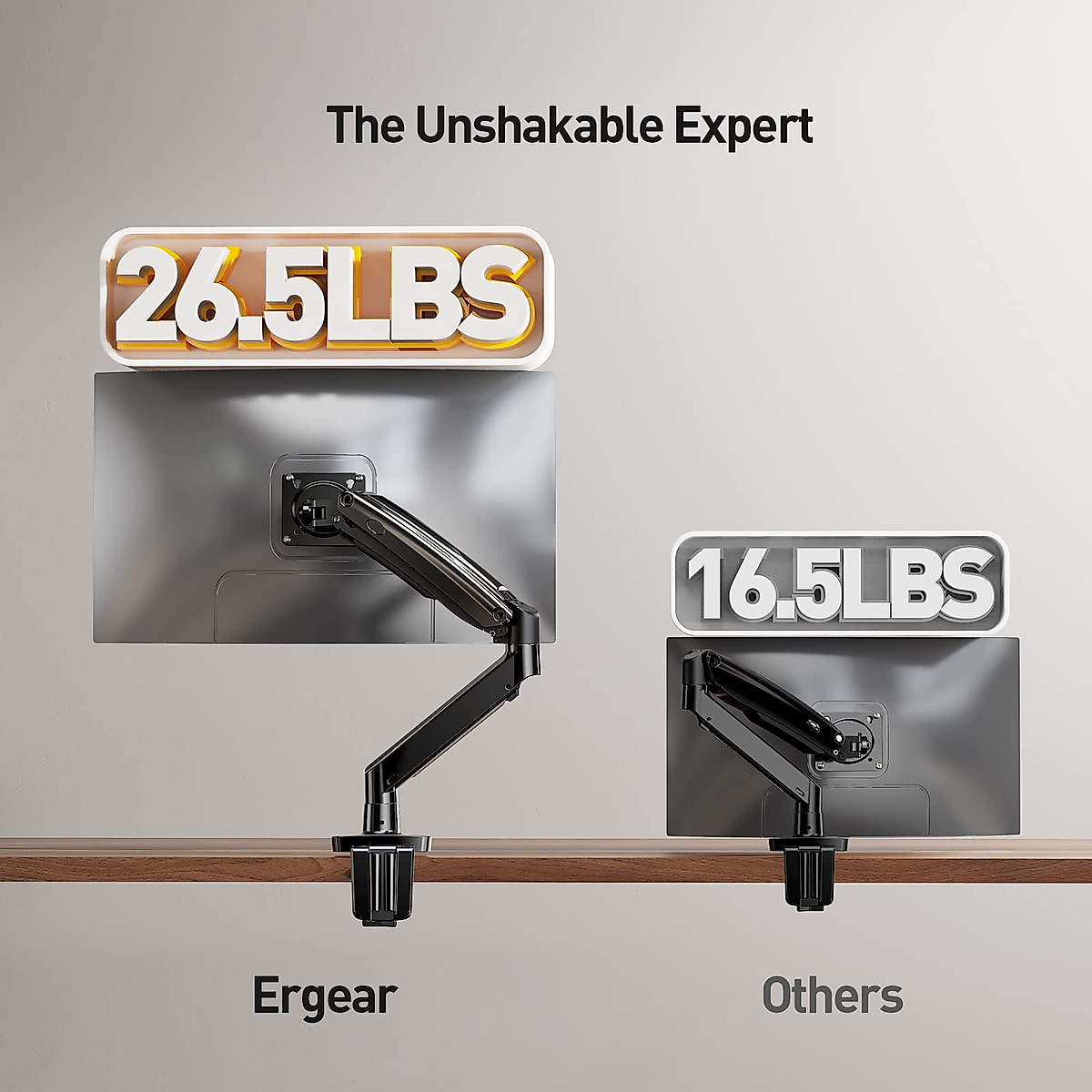ErGear Single Monitor Mount for 13 to 40 inches Ultrawide Screens, Holds 26.5lbs, Gas Springs Single Monitor Arm, Single Monitor Stand with Swivel, Tilt, Rotation for Home and Office, VESA 75/100mm