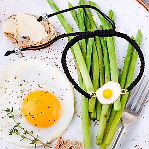 CENWA Egg Jewelry Breakfast Jewelry Egg Pendant Adjustable Bracelet Egg Gift Egg Lover Gift (egg br)