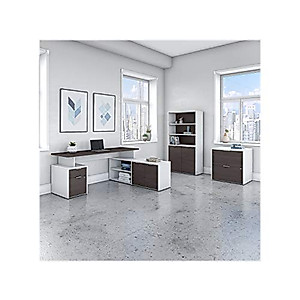 Bush Business Furniture Jamestown 72W L Shaped Desk with Lateral File Cabinet and 5 Shelf Bookcase