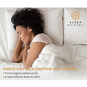 100% Organic Cotton Pillowcases - Soft and Crisp, Cooling Percale Weave, Breathable Pillow Covers, Sleep Mantra, Set of 2 (King Size, White)
