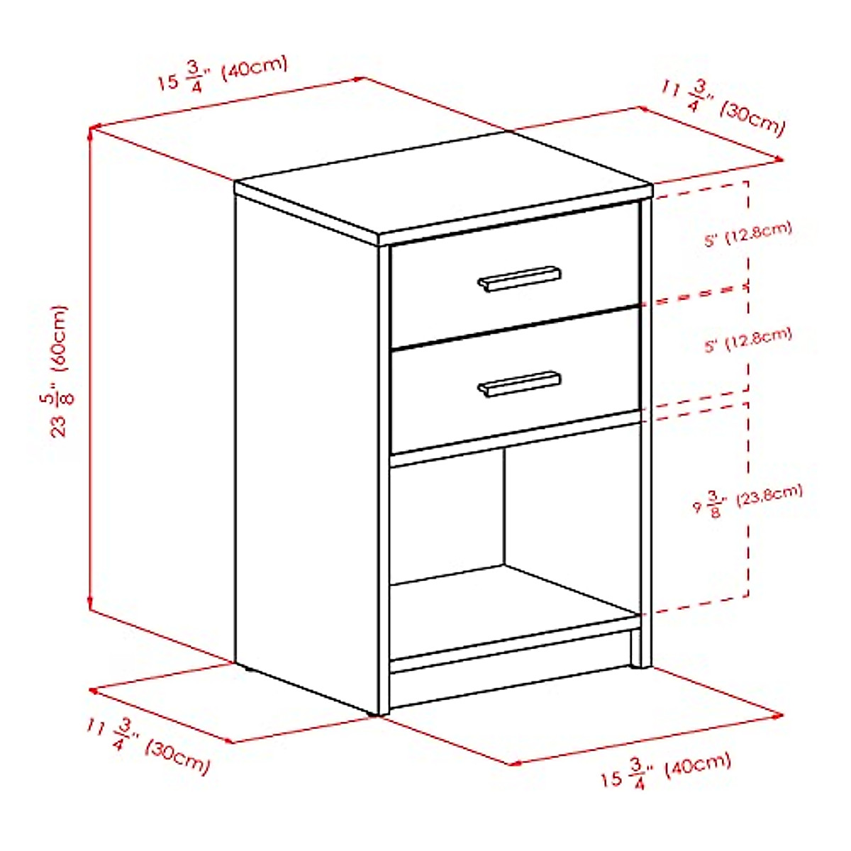 Winsome Wood Molina Accent Table, Ash Gray 15.75 in x 11.75 in x 23.62 in