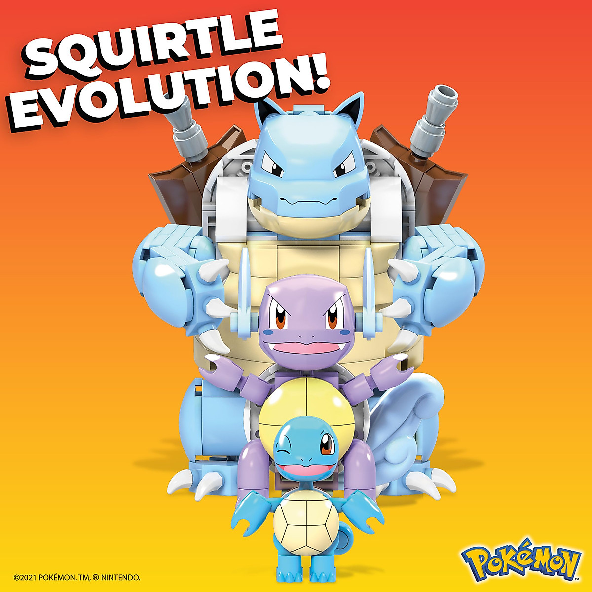 MEGA Pokémon Squirtle Evolution Building Set with 379 Bricks and Special Pieces, Toy Gift Set for Ages 8+ and up, HDH93