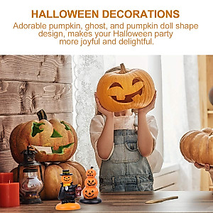 WINOMO 3Pcs Halloween Pumpkin Figurine Decorations,Halloween Pumpkin & Ghost Statue for Halloween Christmas Birthday Decor