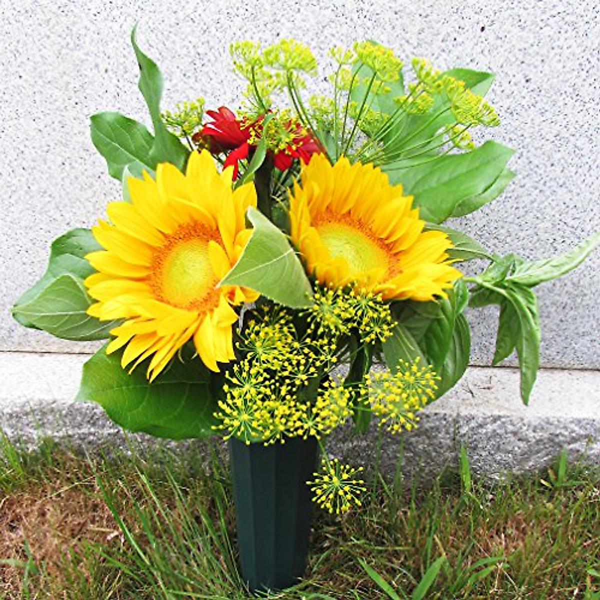 2 Pack - Evelots New Cemetery Cone Vases-Sturdy Steel Stakes-Graveside Memorial