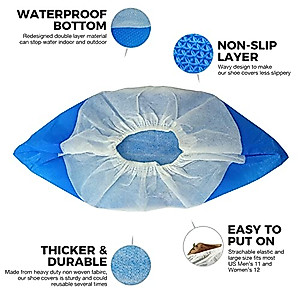 Heavy Duty Shoe Covers Disposable Non Slip Waterproof, 50 Pack, Double Layer Bottom, Extra Heavy Duty Durable Booties, One Size Fits Most