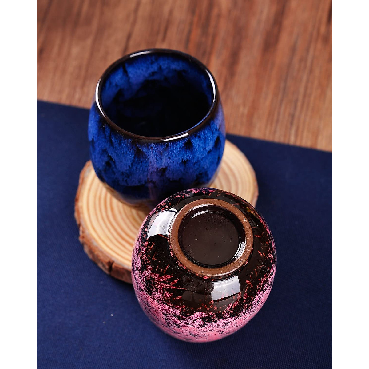 WHJY Ceramic Chinese kung fu tea cup, Japanese tea cups, Yerba mate cup set of 4, 150ml/5oz