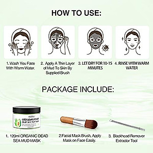 Clay Mask Avocado Dead sea Mud Stick Mask Natural Organic Green Tea Mud Mask Deep Cleansing Blackhead Removal Face Mask Nourishing Hydration Facial Mask With Blackhead Remover Extractor Tools (White)