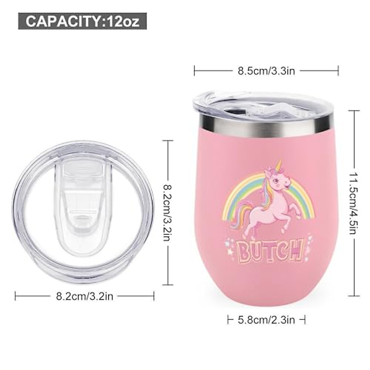 Butch Funny Wine Tumbler 12 Oz Stainless Steel Insulated Mug Double Wall Water Cup with Lid