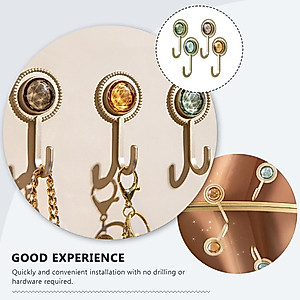 Luxshiny Heavy Duty Adhesive Hooks, 4pcs Jeweled Wall Mount Hangers Hanging Coat Hooks Decorative Towel Hangers for Kitchen Bathroom
