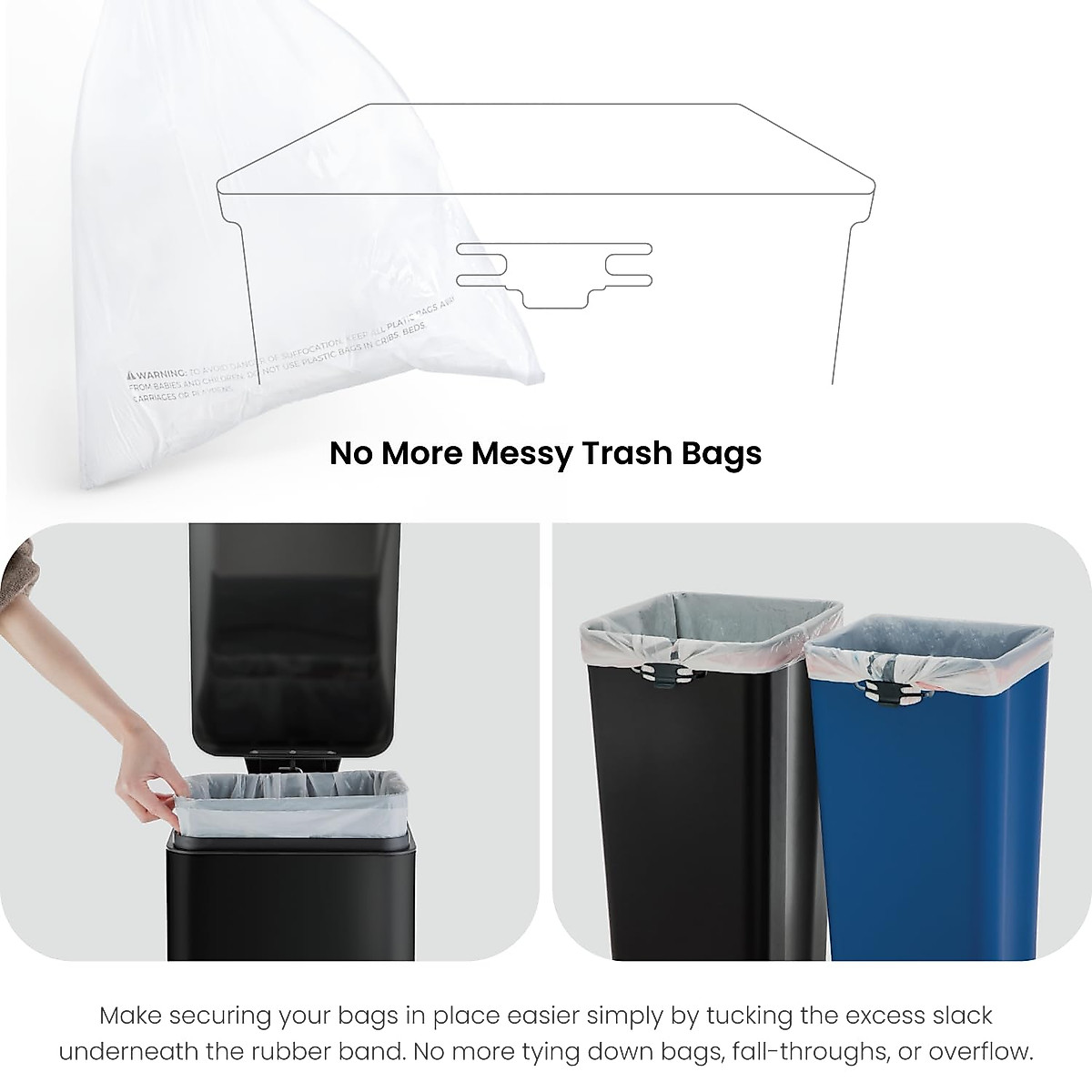 Home Zone Living 13 Gallon Slim Dual Compartment Kitchen Trash Can, Stainless Steel, Step Pedal, 50 Liter, Black