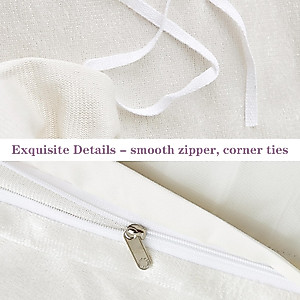 JSD White Velvet Microfiber Duvet Cover Set Queen Size, 3 Piece Reversible Duvet Cover with Pillow Shams Zipper Closure