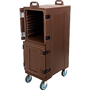 Carlisle FoodService Products Cateraide Plastic Insulated Dual Capacity Food Pan Carrier With Dolly, 10 Pan Capacity, 50 Inches, Brown