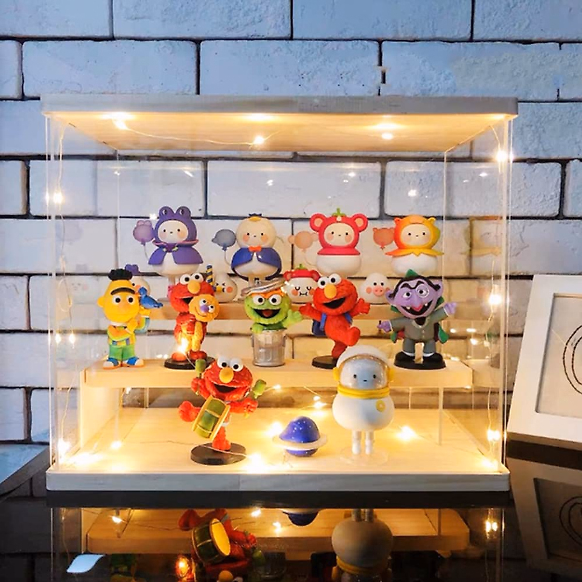 Display case for Action Figures with 3 Steps,Doll Display case with Door for Figure Collectibles,Funko Pop Figures,Any Toys and Mini Figures,Acrylic Perfume Stand(12.9" W x 6.8" D x 9.5" H)