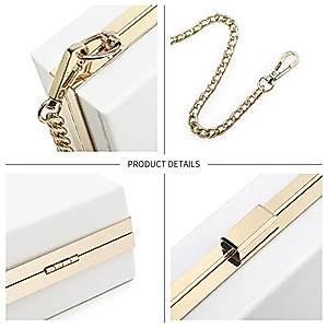 SharPlus Cute Acrylic Box Clutch Purses and Handbags for Women Shoulder Cross-Body Bag for School Party Prom Bridals (White)