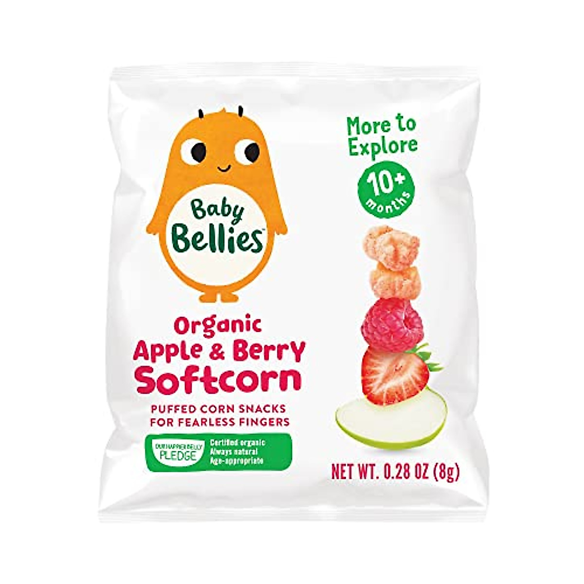 Baby Bellies Organic Apple & Berry Softcorn, 0.28 Ounce Bag (Pack of 7)
