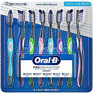 Oral-B ProAdvantage Deep Clean + Whitening Toothbrushes, 8 Count (Medium)