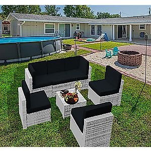 Outdoor Cushion Covers for 7 Pieces Wicker Rattan Furniture, 14Pack Replacement Cushion Slipcovers for 6-Seater Rattan Wicker Sectional Sofa Couch Taupe