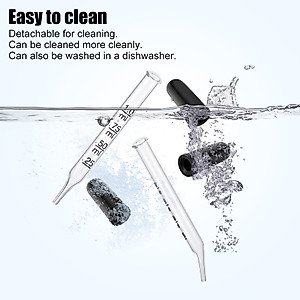 PEUTIER 2pcs 1ml Eye Dropper, Glass Pipette with Measurements Bent & Straight Tip Eyedropper Calibration Liquid Dropper with Cleaning Brush Rubber Head for Medicine Oil Laboratory Feeding (Black)