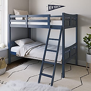 Storkcraft Caribou Twin-over-Twin Bunk Bed (Navy) – GREENGUARD Gold Certified, Converts to 2 individual twin beds