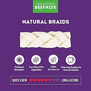Treatly American Sourced Beefhide Braids 6-7" Dog Chew Treats - Natural Flavor, 16 Count/1 Pack