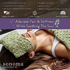 Sonoma Lavender Spa Mask, Heatable/Chillable Aromatherapy Eye Pillow with Lavender Infused Flaxseed Insert, Eye Compress for Stress Relief with Removable and Washable Cover (Lilac Dot)