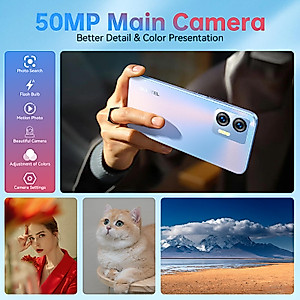 OUKITEL C35 - Cell Phone, 24GB RAM+256GB ROM Android 13 Phone, 50MP+8MP Camera, 6.56" HD+ Display Unlocked Phones, 5150 mAh Battery Mobile Phones,4G Dual SIM T-Mobile Smartphone, Face ID/GPS, Blue