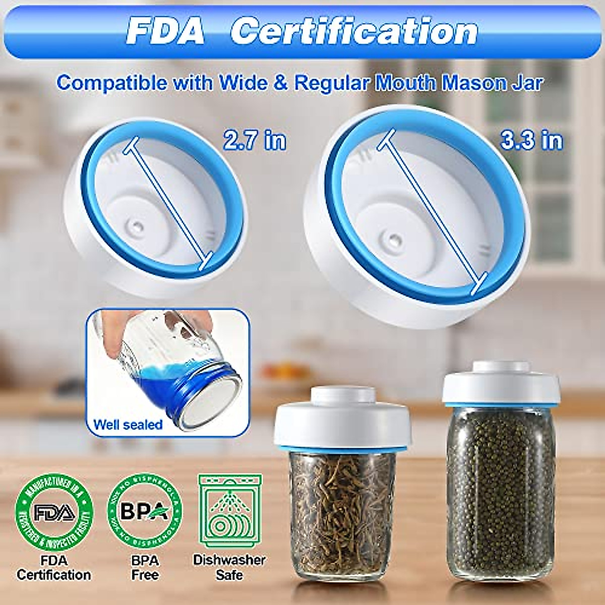 Dreyoo Jar Sealer and Accessory Hose Compatible with Foodsaver Vacuum Sealer, Vacuum Sealer Kit for Wide and Regular Mouth Canning Jars, with a Manual Portable Vacuum Pump and a Bottle Opener