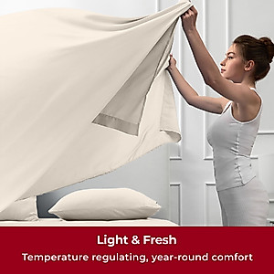 Mellanni Full Sheet Set - 6-Piece Iconic Collection Bedding, (Including 4 Pillowcases), 16-Inch Deep Pocket, Easy Care, Extra Soft, Cooling Sheets, Brushed Microfiber - Golden Ivory