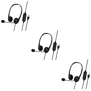 UKCOCO 3pcs Business Traffic Headset Earphones with mic Office Computer Headphone USB Headphones USB Headset with Microphone Noise Gaming Headphones with mic Student Sponge Wire Control