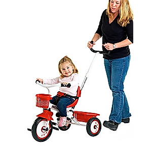 Schwinn Easy Steer Bike for Toddler, Kids Tricycle with Removable Push handle, Steel Trike Frame, Boys and Girls Ages 2-4 Year Old, Red/White, 8"