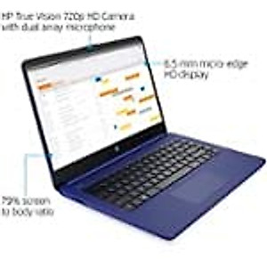 hp 2022 Stream 14inch HD Display, Intel Celeron N4020 Dual-Core Processor,4GB DDR4 Memory,128GB Storage(64GB eMMC+64GB Card),WiFi,Webcam,Bluetooth,1-Year Microsoft 365,Win10 S,Indigo Blue|TGCD Bundle