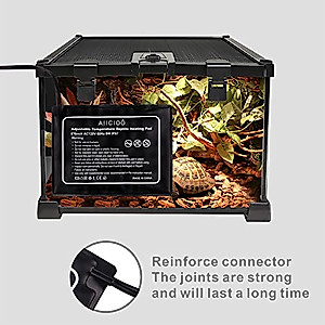 Aiicioo Reptile Heating Pad 8W - Reptile Heat Mat Pad for Bearded Dragon Leopard Gecko Hermit Crab Heater for 10 Gallon Reptile Tank