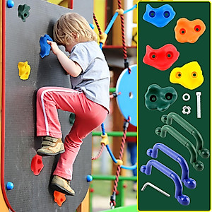 Puteraya 30 Pcs Rock Wall Climbing Holder Colorful Pig Nose Shape Climbing Stones Set with 4 Pcs Safety Handles for Kids Indoor Outdoor Playground Backyard Playset
