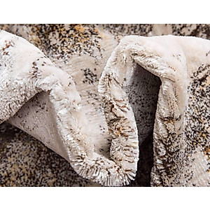 Unique Loom Helios Collection Area Rug - Santorini (9' x 12' 2" Rectangle, Ivory Beige/ Gold)