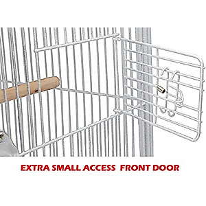 22” Portable Heavy Duty Travel Bird Parrot Carrier Play Stand Perch Cage Feeding Bowl Stand with Handle and Accessories (White)