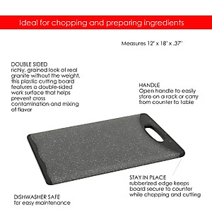 Home Basics CB44823 Dual Sided Plastic Cutting Board, 12" x 18", Granite Gray