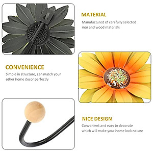 YARNOW Wall Hooks Wall Mounted Art Flower Hook Vintage Metal Sunflower Hooks Keys Aprons Kitchen Wall Hangers for Hanging Coat Hat Key Towel Vintage Hanger Yellow