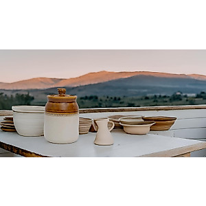 Decorative Ceramic Jar With Lid For Kitchen Pantry Countertop Home Dining Table Accessories Condiment Pickle Spice Coffee Tea Caddy Sugar Salt Herbs Food Storage Canister Holder Hand Painted