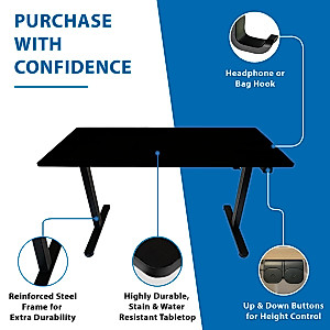 Lifetime Home Height Adjustable 55 Inches Electric Standing Desk - Upgraded Ultra Durable Home Office Large Rectangular Computer or Laptop Sit Stand Workstation Table - 55 x 24 inches, Black