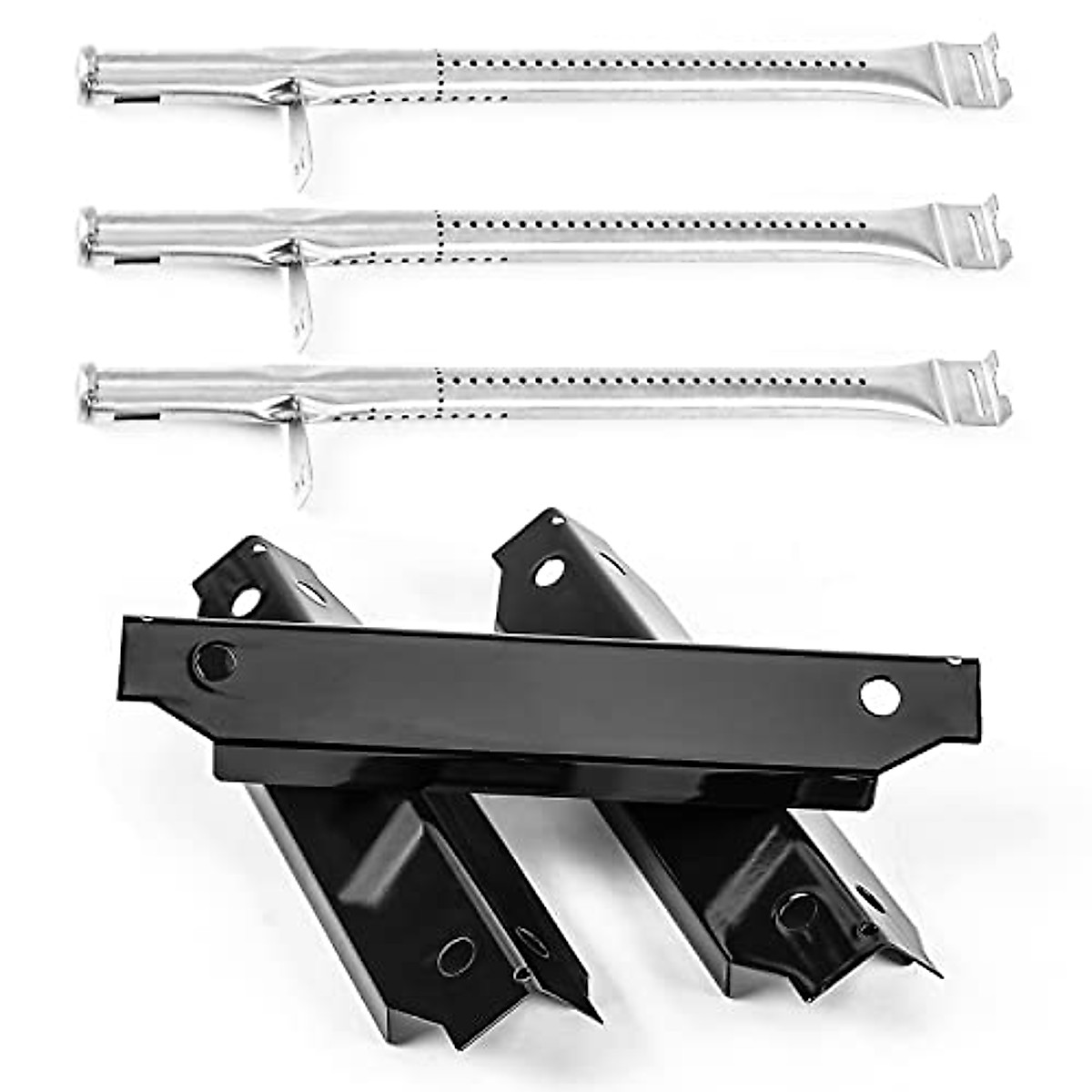 Uniflasy Grill Replacement Parts Kit for Dyna-Glo DGC310CNP-D, DGC310RNP-D, DGC310BNP-D 3 Burner Propane Gas Grill Burner and Porcelain Steel Heat Plate Shield