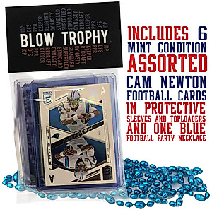 Cam Newton Football Card Bundle, Set of 6 Assorted New England Patriots Carolina Panthers Auburn Tigers Mint Football Cards Gift Set of MVP Quarterback Cam Newton, Protected by Sleeve and Toploader