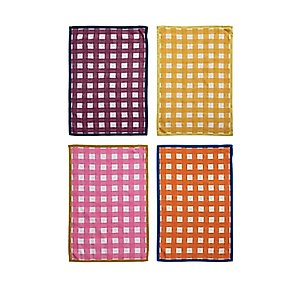 Creative Co-Op Cotton Check Pattern, 4 Colors Tea Towels, 28" L x 18" W x 0" H, Multicolor