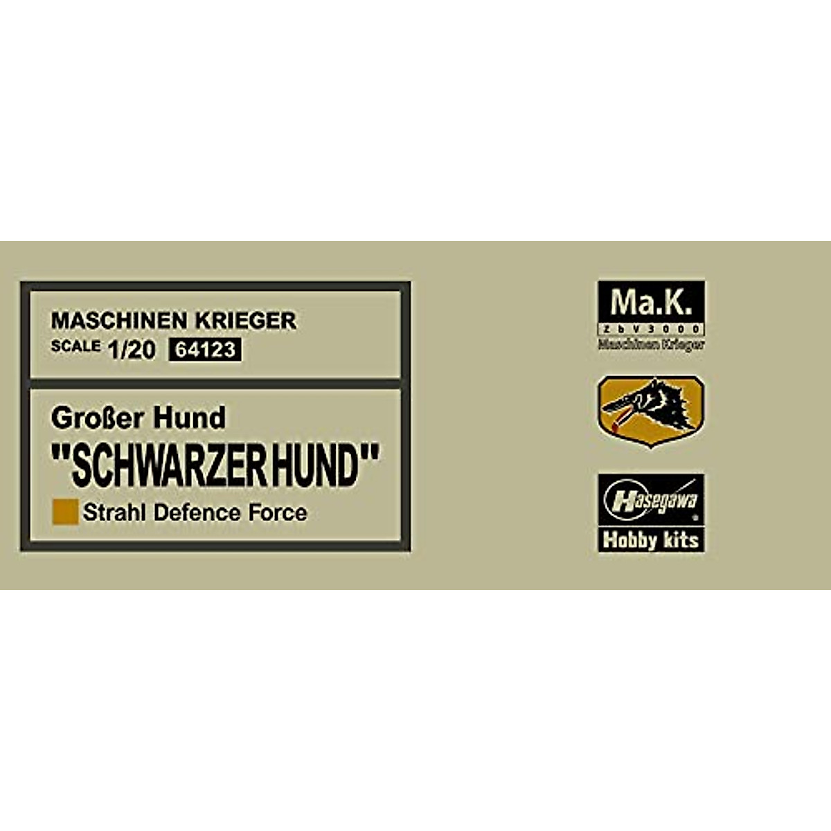 Hasegawa - 1:20 Space Type Humanoid Unmanned Interceptor Großer Hund Schwarzer Hund