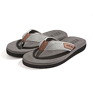 FITORY Men's Flip-Flops, Thongs Sandals Comfort Slippers for Beach Grey Size 11