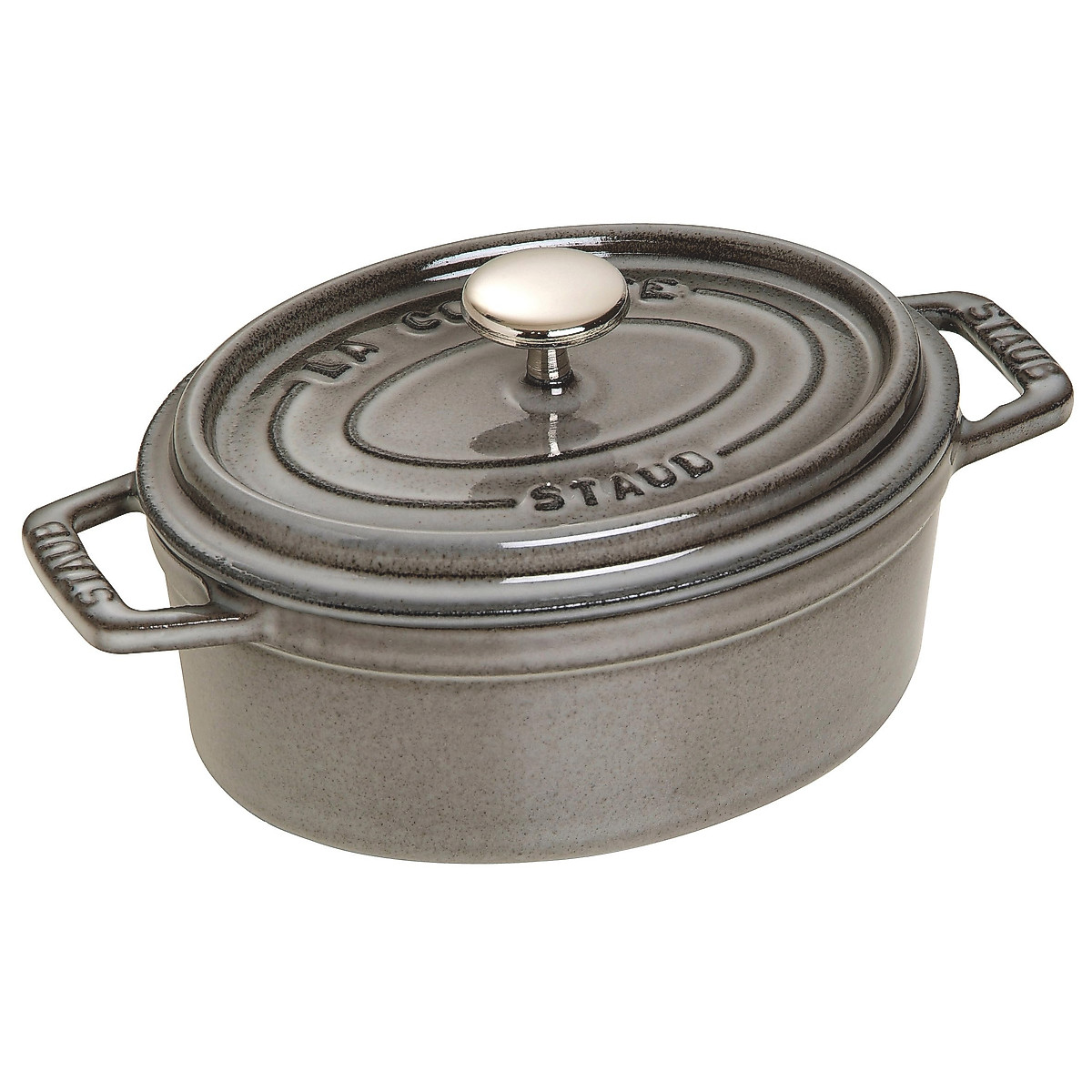STAUB Cast Iron Roaster/Cocotte, Oval 17 cm, 1 L, Graphite Grey