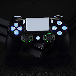 eXtremeRate 7 Colors 9 Modes Button Control DTFS (DTF 2.0) LED Kit, Scarlet Red Classical Symbols Multi-Colors Luminated D-pad Thumbsticks Face Buttons for PS4 Controller - Controller NOT Included