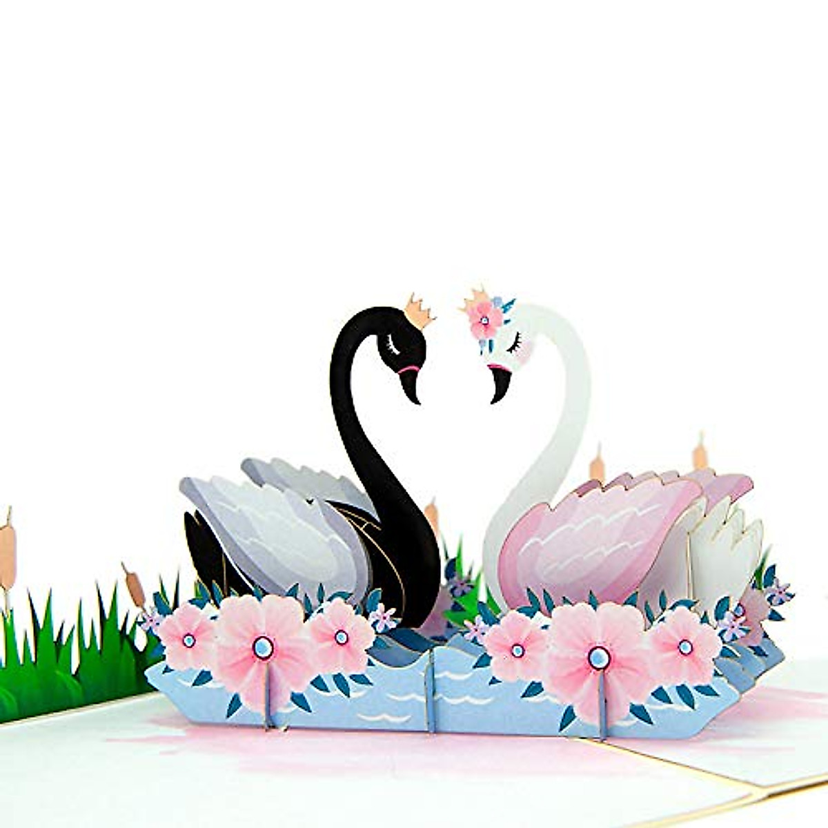 DKT HANDMADE Wedding pop up card (Swan Couple), 3D wedding card, Wedding Pop Up Anniversary Card, The Perfect Handmade Gifts for Bride and Groom in Wedding Party, Love popup card, Valentine 3D card